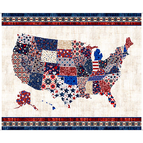 American Tapestry by QT Fabrics - U.S. Map Tapestry Panel | Sewcial ...